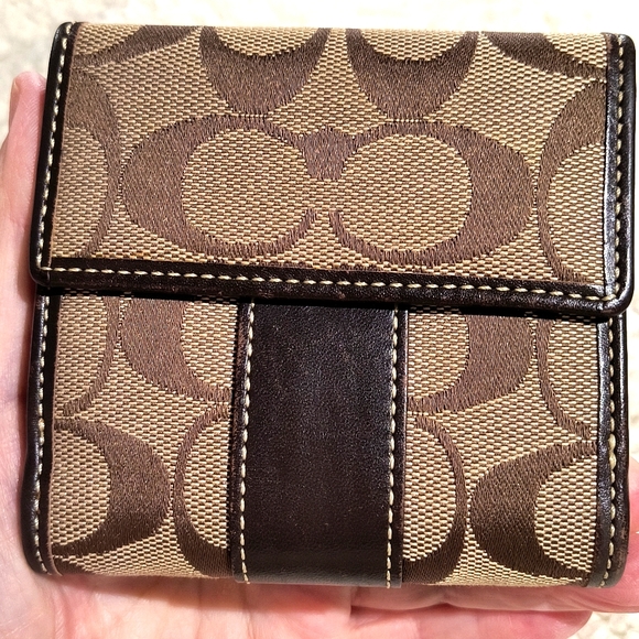 Coach | Bags | Coach Vintage Canvasleather Signature Bifold Wallet ...